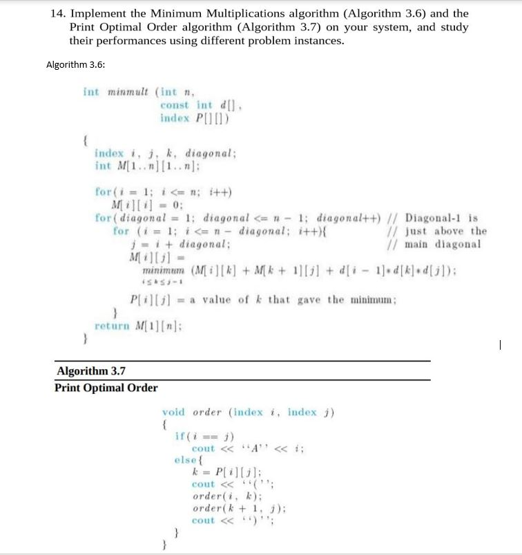 14. Implement the Minimum Multiplications algorithm | Chegg.com
