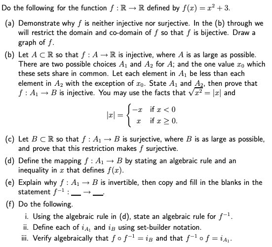 Solved Do the following for the function f : R R defined by | Chegg.com