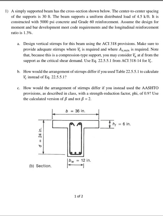 Solved 1) A simply supported beam has the cross-section | Chegg.com