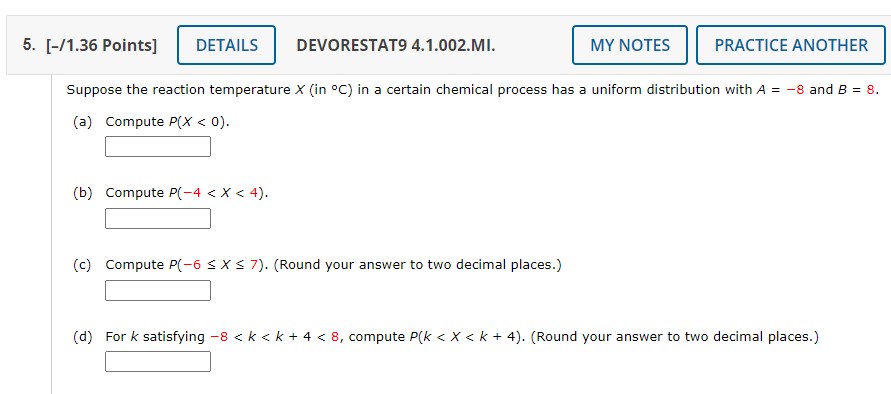Solved Points]DEVORESTAT9 4.1.002.MI.Suppose the reaction | Chegg.com