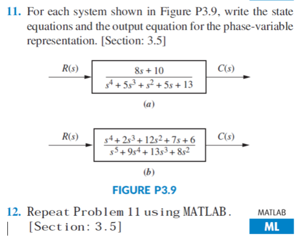 Solved 11 For Each System Shown In Figure P3 9 Write The
