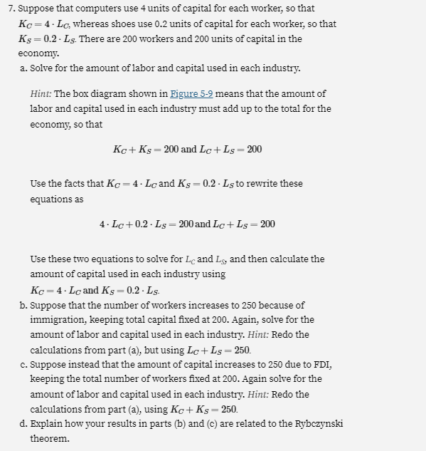 Solved 7. Suppose that computers use 4 units of capital for | Chegg.com
