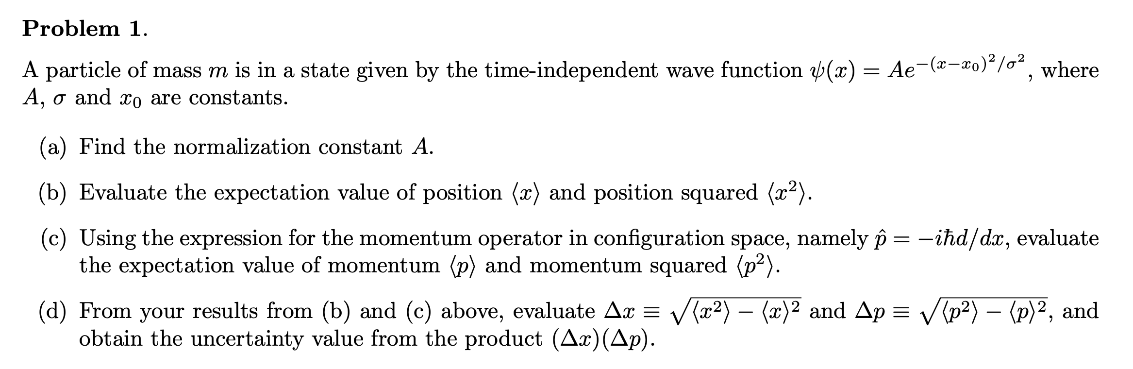 Solved A particle of mass m is in a state given by the | Chegg.com