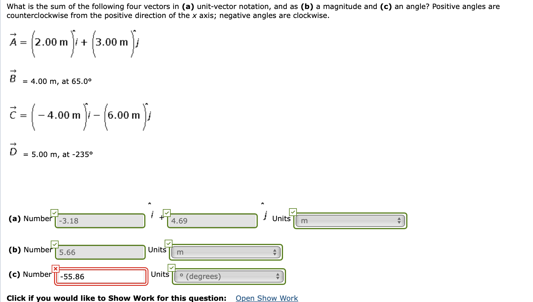 Solved What is the sum of the following four vectors in (a) | Chegg.com