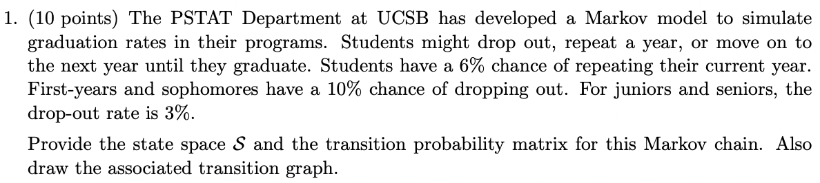 Solved (10 ﻿points) ﻿The PSTAT Department at UCSB has | Chegg.com
