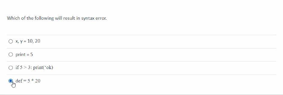 Solved Which of the following will result in syntax error. | Chegg.com