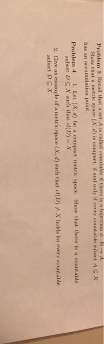 Solved Problem 3 Recall that a set A is called countable if | Chegg.com