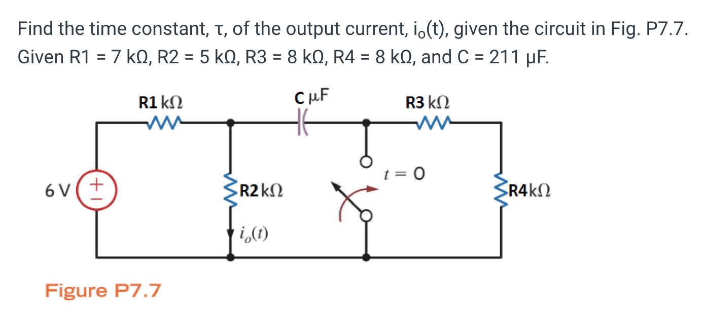 Solved Find the time constant, τ, of the output current, | Chegg.com