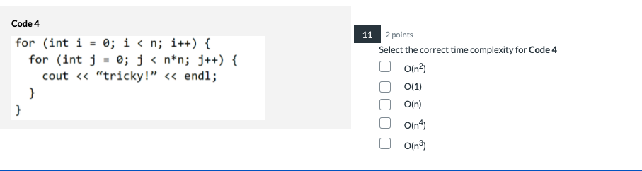 Solved Code 4 for (int i = 0; i | Chegg.com