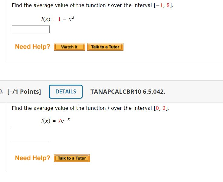 Solved Find the average value of the function f over the | Chegg.com