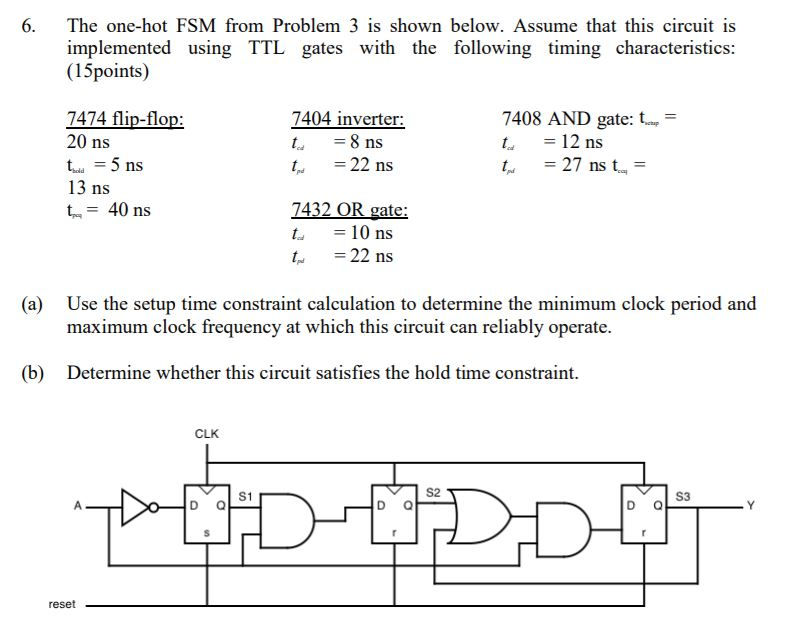 6. The one-hot FSM from Problem 3 is shown below. | Chegg.com