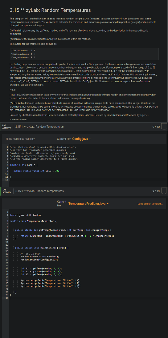 File is marked as read only Current file: Config.java | Chegg.com