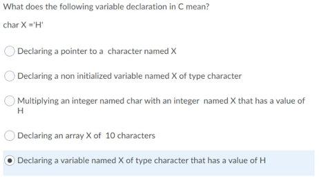 Solved What does the following variable declaration in C | Chegg.com