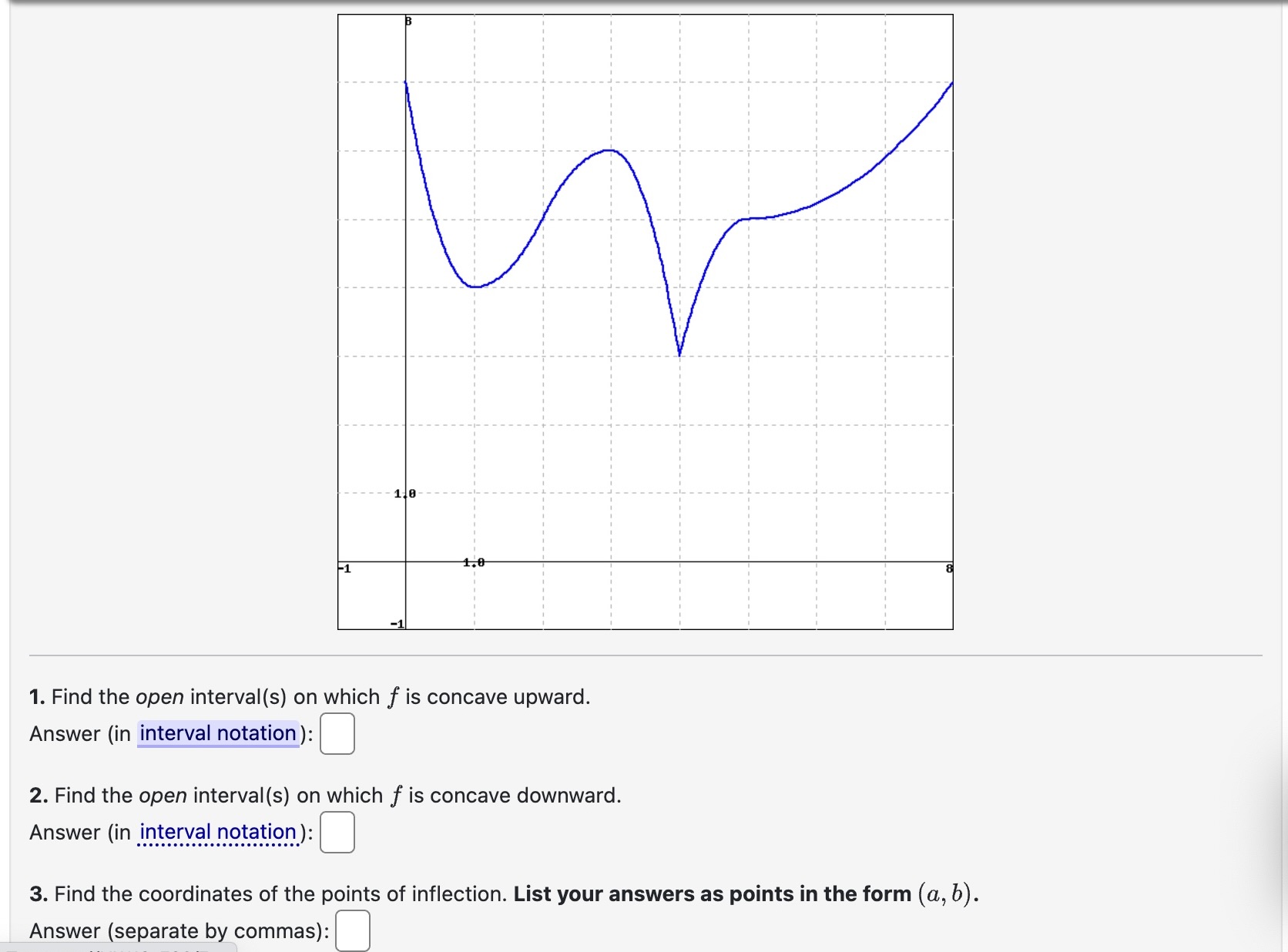 Solved 1. Find the open interval(s) on which f is concave | Chegg.com Solved 1. Find the open interval(s) on which f is concave | Chegg.com