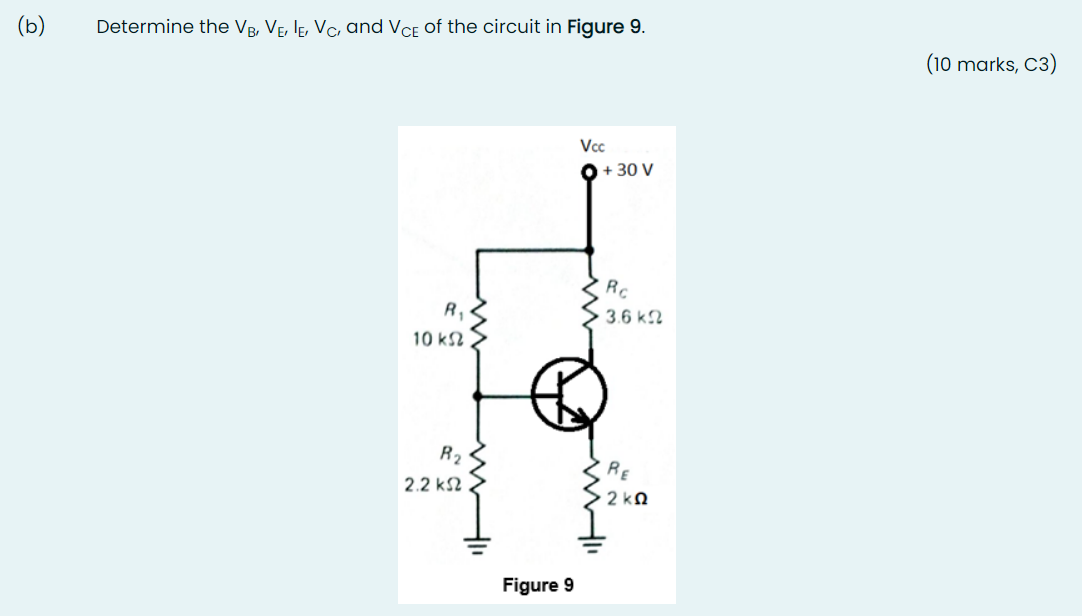 Solved Determine the VB, VE, IE, VC, and VCE of the | Chegg.com