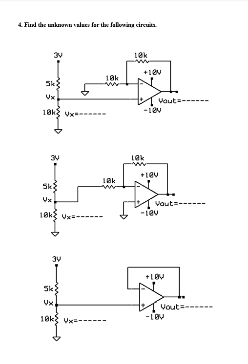 Solved 4. Find the unknown values for the following | Chegg.com
