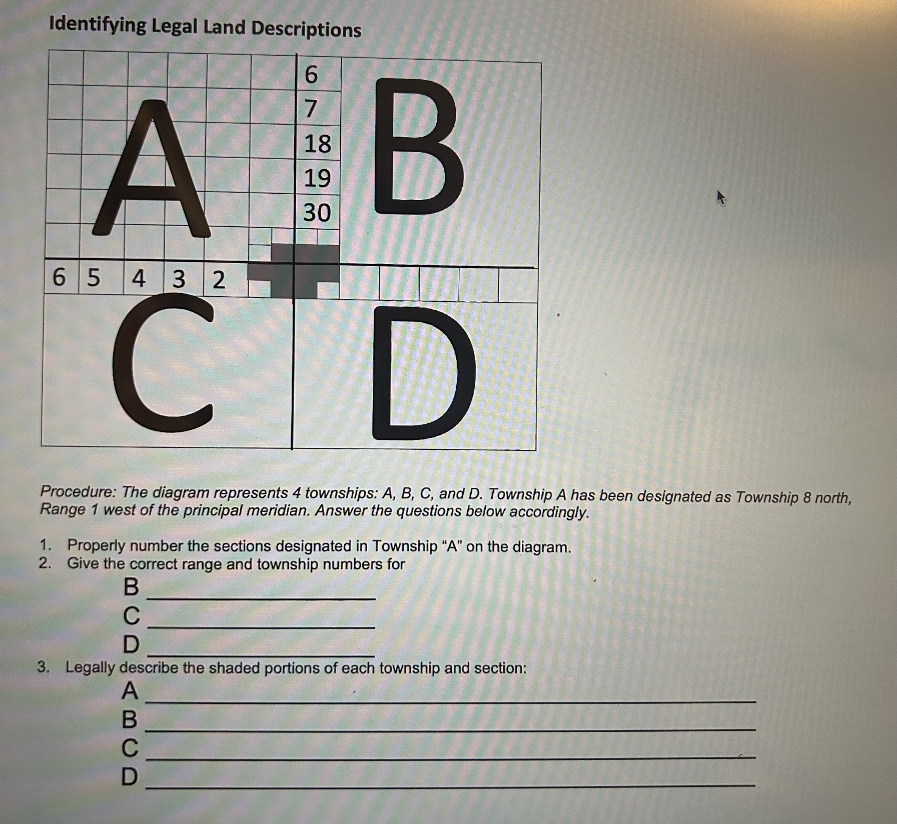 Solved Identifying Legal Land DescriptionsProcedure: The | Chegg.com