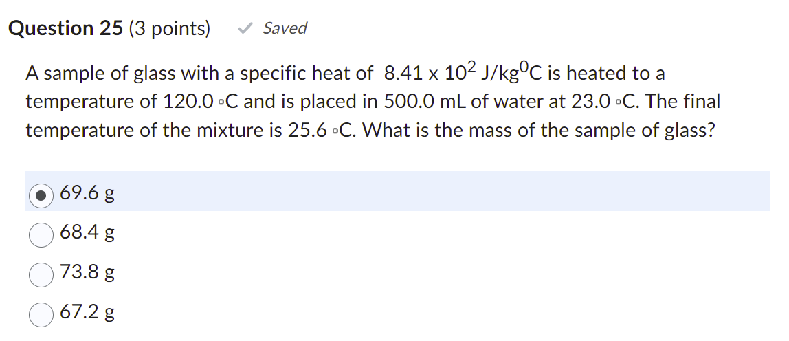 Solved A sample of glass with a specific heat of 8.41×102 | Chegg.com