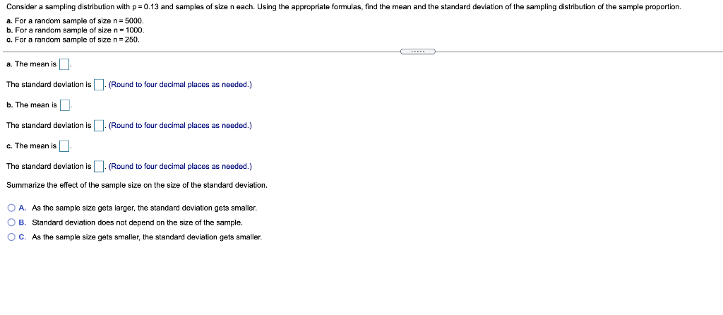 Solved Consider a sampling distribution with p = 0.13 and | Chegg.com