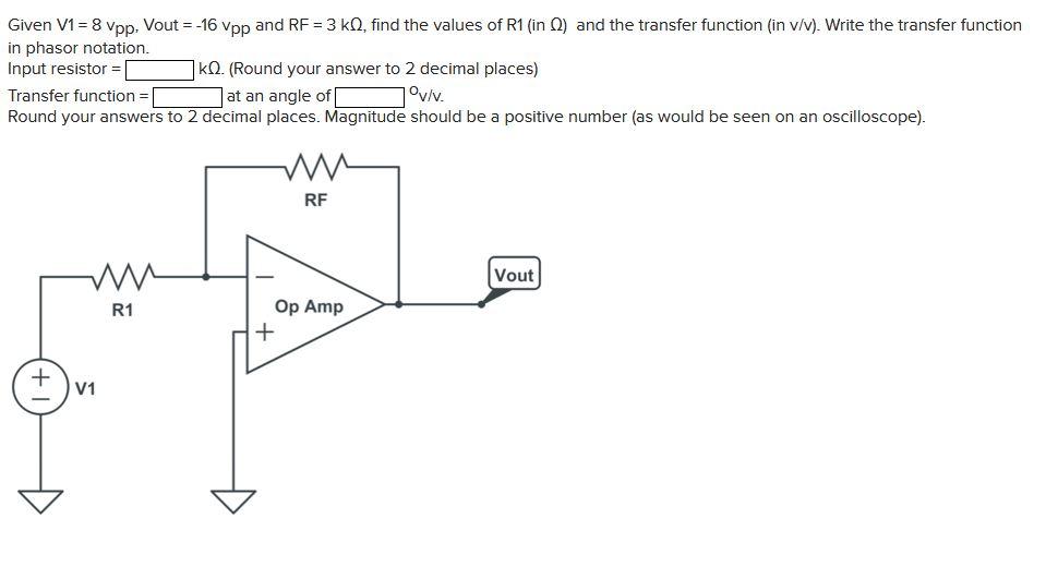 Solved Given V1 = 6 Vpp, R1 = 8 k0, V2 = 4 Vpp, R2 = 3 kN, | Chegg.com