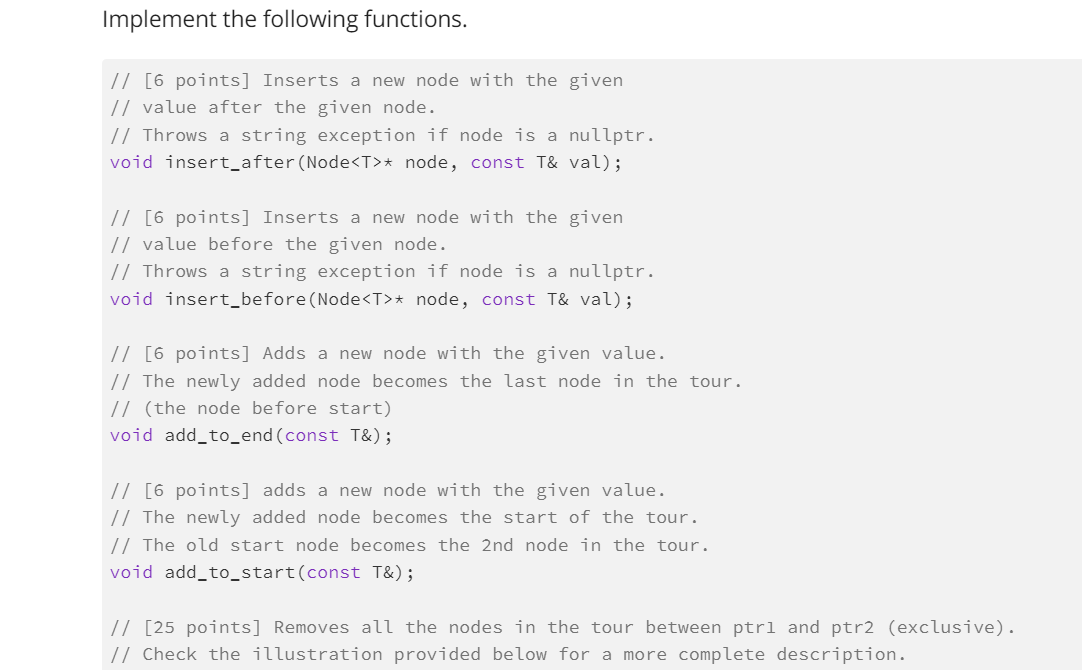 Solved Implementing Class Tour 85 Pointsyou Are Given The 
