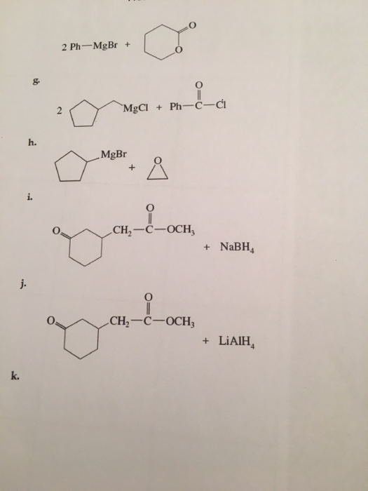Solved 2 Ph-MgBr+ MgCI Ph-C-C h. MgBr CH,-C-OCH, + NaBH4 | Chegg.com