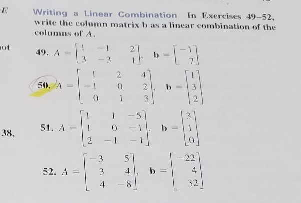 Solved riting a Linear Combination In Exercises 49-52, write | Chegg.com