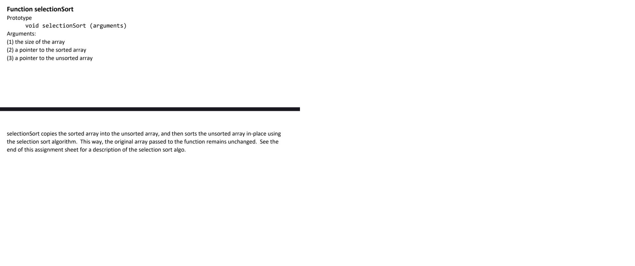 Solved Function selectionSort Prototype void selectionsort | Chegg.com
