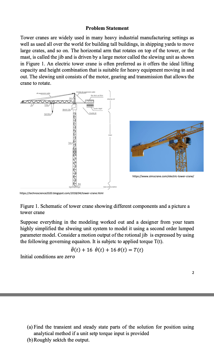 Solved Problem Statement Tower cranes are widely used in | Chegg.com