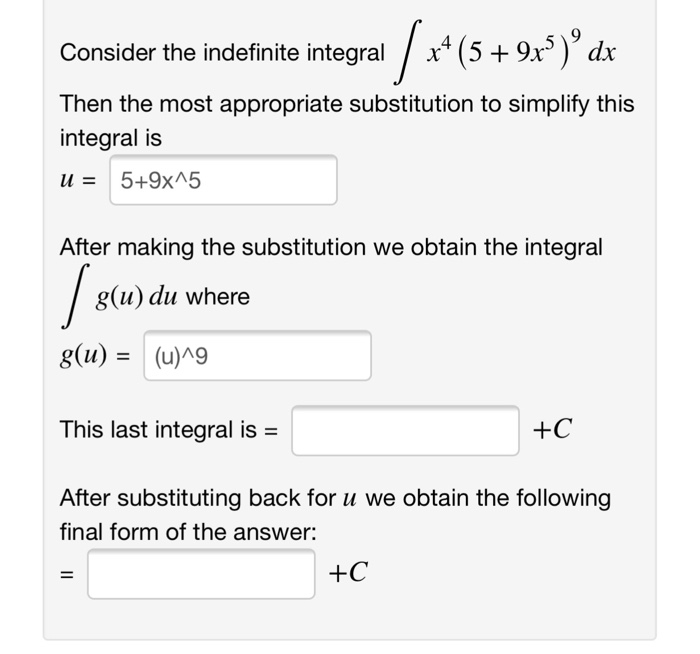 Solved dx Consider the indefinite integral /x*(5 + 9x Then | Chegg.com