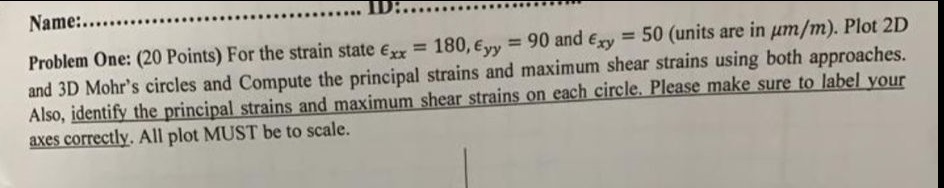 Solved Name:Problem One: (20 ﻿Points) ﻿For the strain state | Chegg.com