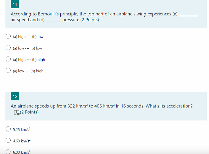 Solved 14 According to Bernoulli's principle, the top part | Chegg.com