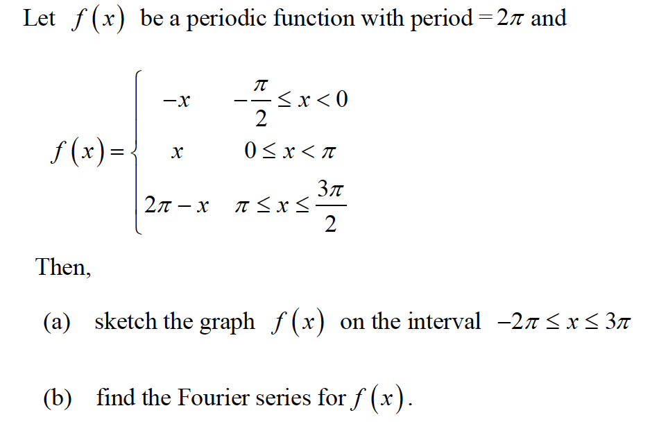 Solved Let f(x) be a periodic function with period-2π and 2 | Chegg.com