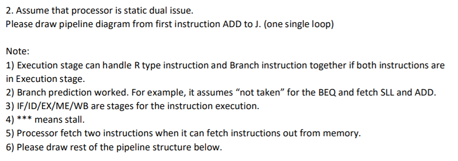 2. Assume that processor is static dual issue. Please | Chegg.com