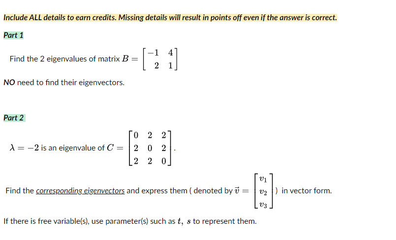 Solved Include ALL details to earn credits. Missing details | Chegg.com