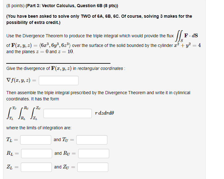 Solved (8 points) (Part 3: Vector Calculus, Question 6B (8 | Chegg.com