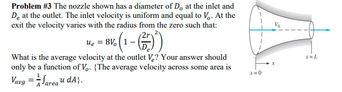 Solved Problem #3 The nozzle shown has a diameter of D, at | Chegg.com