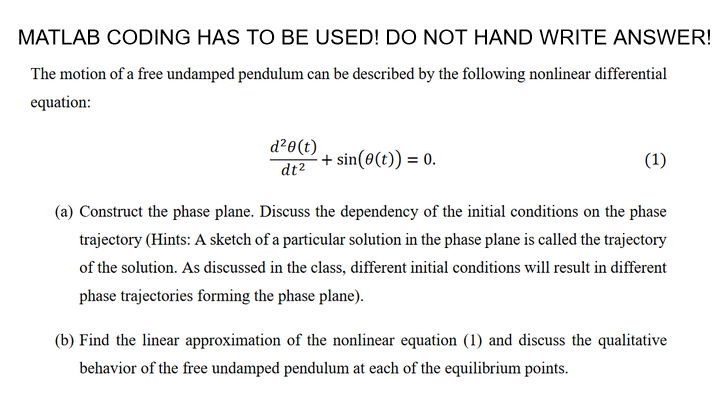 Solved Matlab Coding Has To Be Used Do Not Hand Write 9500