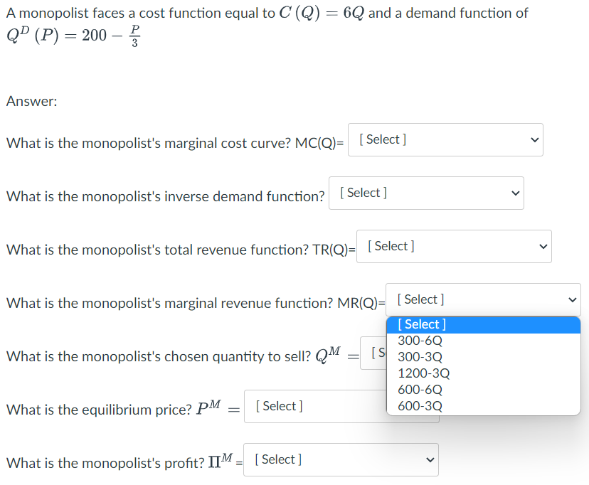 Solved A monopolist faces a cost function equal to and a | Chegg.com