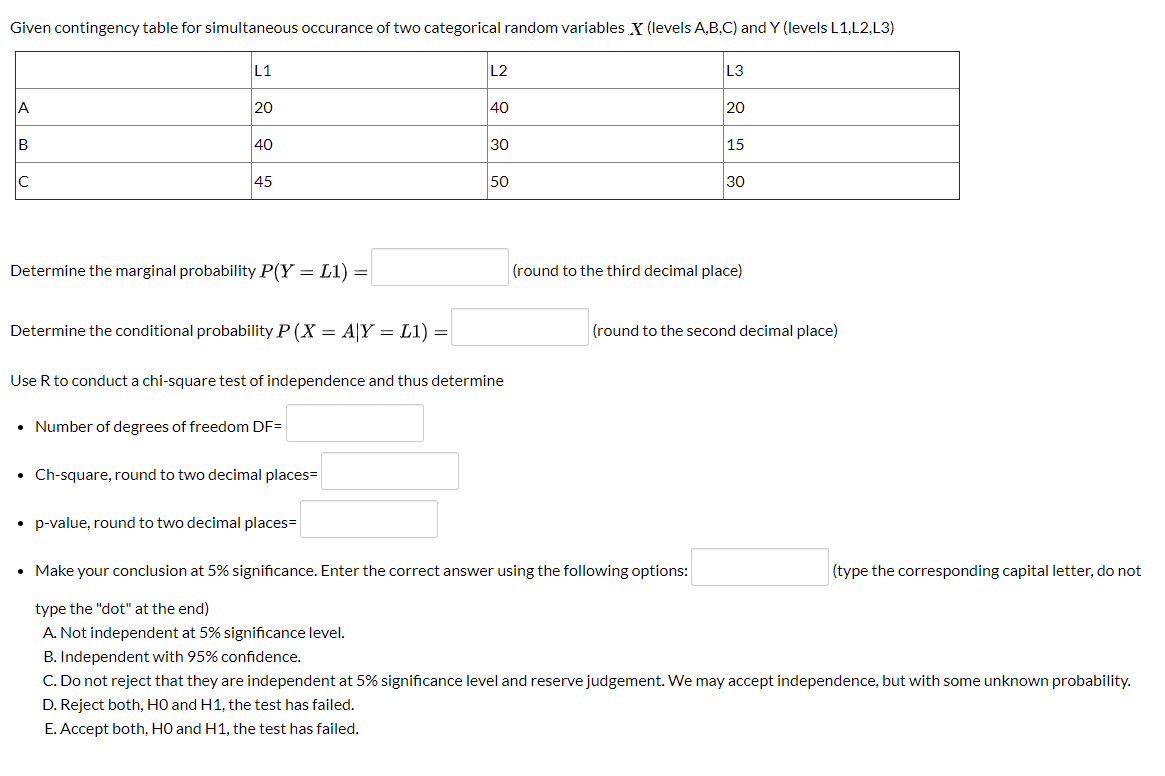 Solved Given contingency table for simultaneous occurance of | Chegg.com