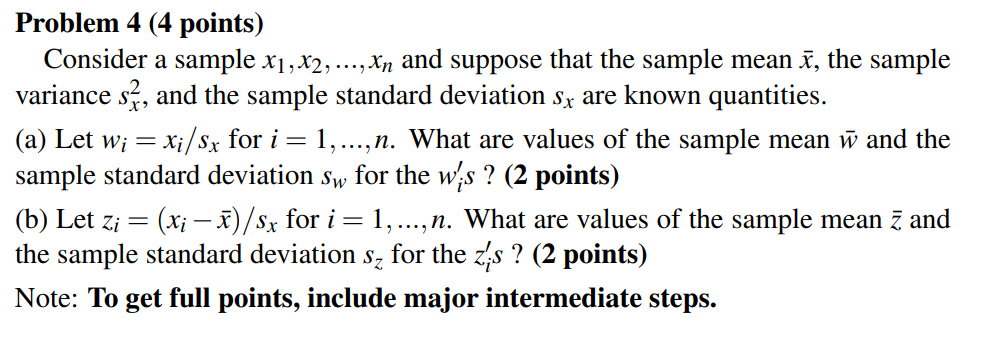 Solved Problem 4 (4 points) Consider a sample x1,x2,…,xn and | Chegg.com