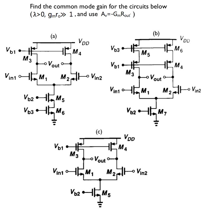 Solved Find the common mode gain for the circuits below | Chegg.com