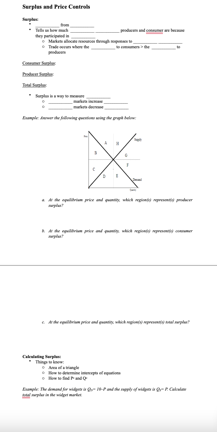 Solved Surplus: from - Tells us how much producers and | Chegg.com