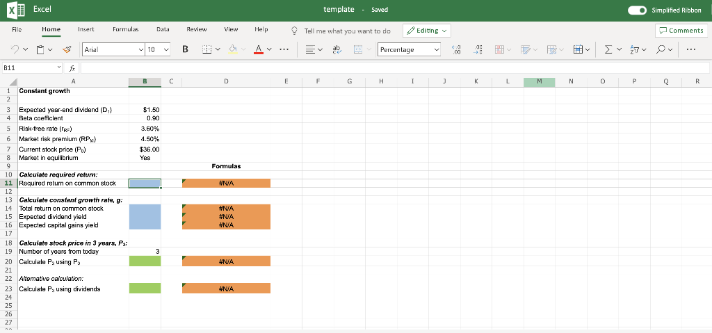Solved X Excel Template Saved Simplified Ribbon File Home 