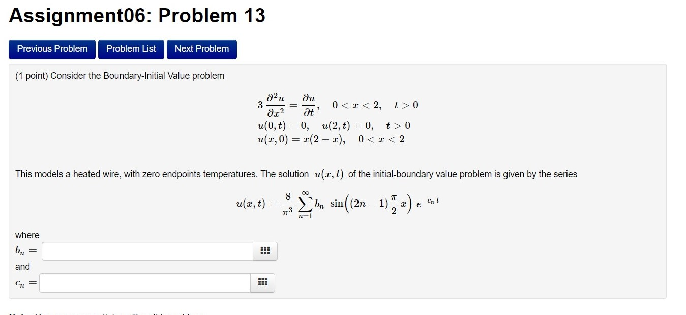 Solved Assignment06 Problem 13 Previous Problem Problem