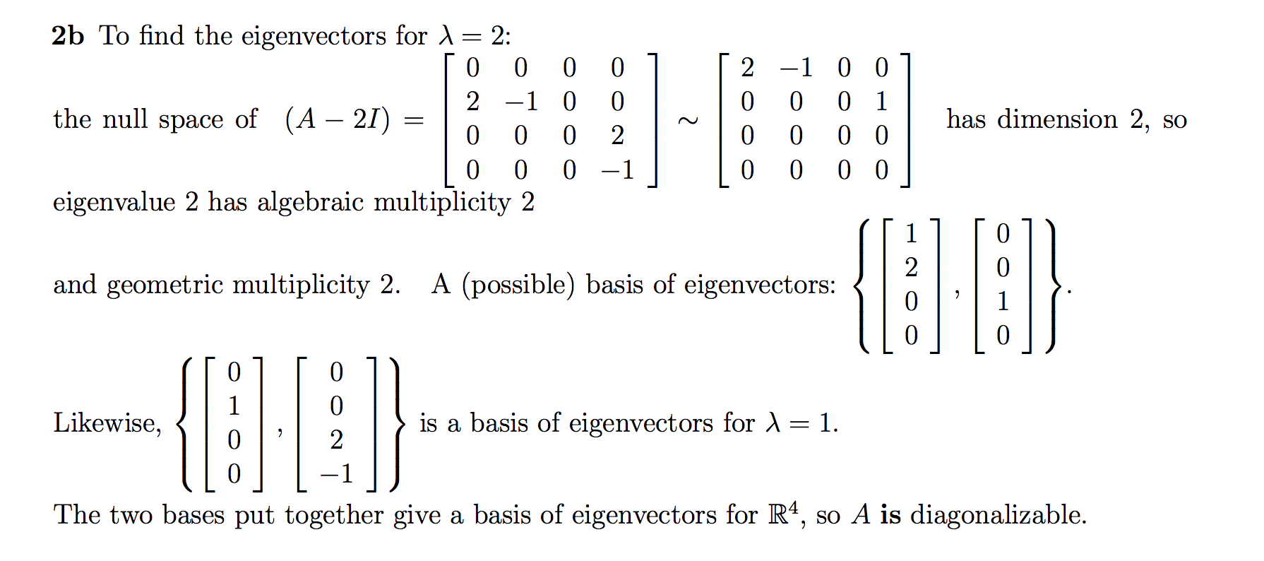 Solved how was the basis of eigenvectors found to be [0 0 1 | Chegg.com