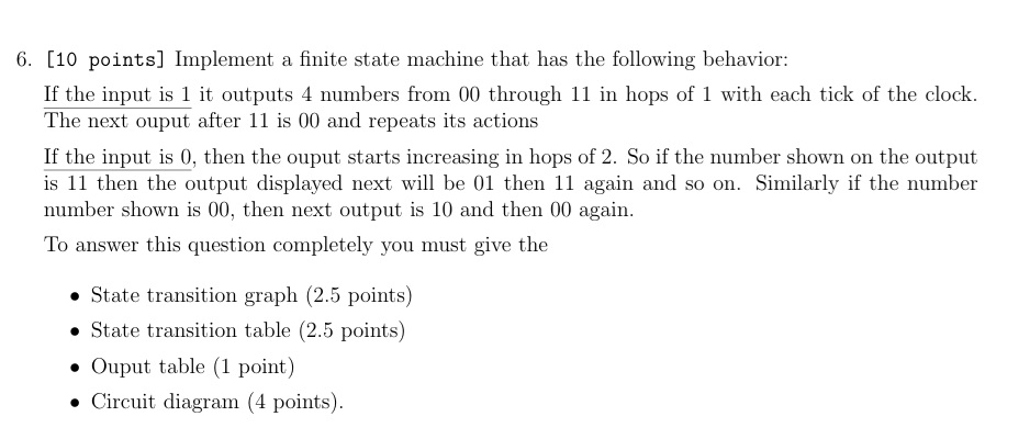 Solved 6. [10 ﻿points] ﻿Implement a finite state machine | Chegg.com