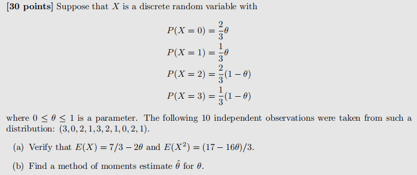 Solved [30 points] Suppose that X is a discrete random | Chegg.com