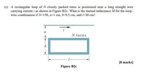 Solved (e) A rectangular loop of N closely packed turns is | Chegg.com