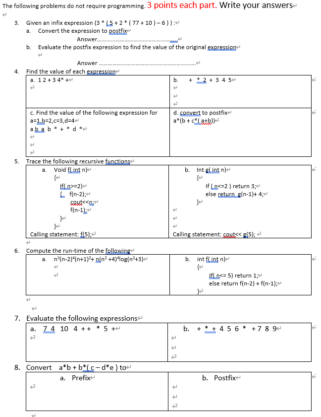 Solved The following problems do not require programming. 3 | Chegg.com